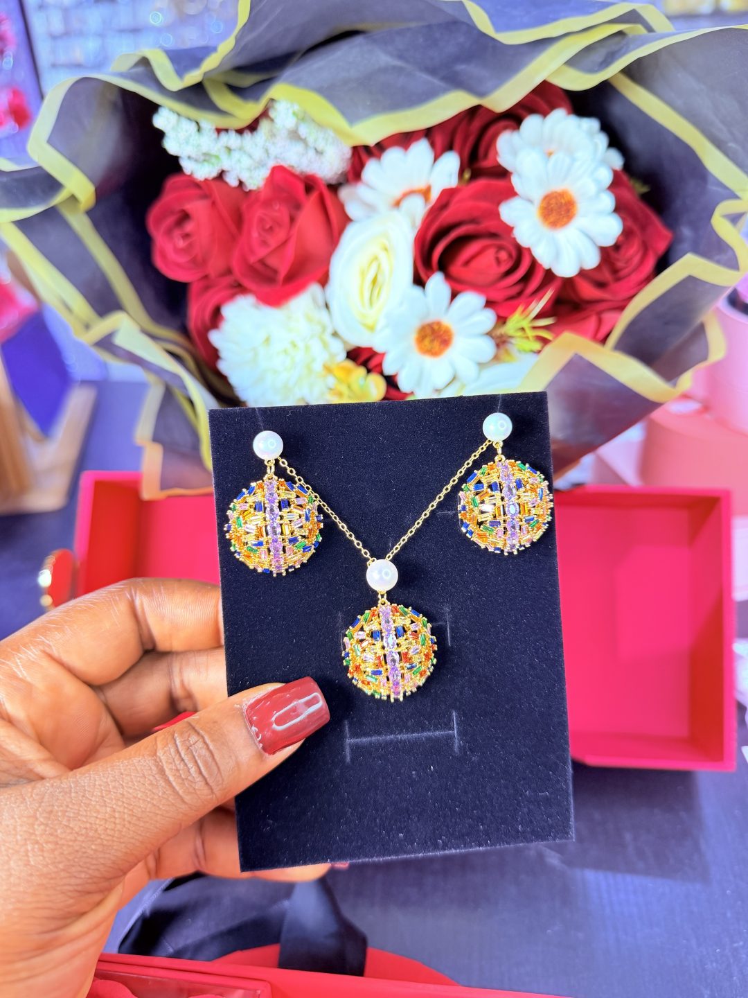 Multi colored zirconia set no box – Gold Diggers Jewelries
